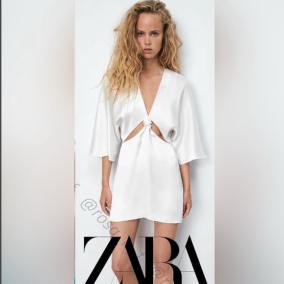 Zara | Dresses | Zara White Satin Midi Dress | Poshmark